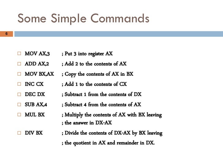 Assembly language 8086 intermediate Assembly language 8086 intermediate