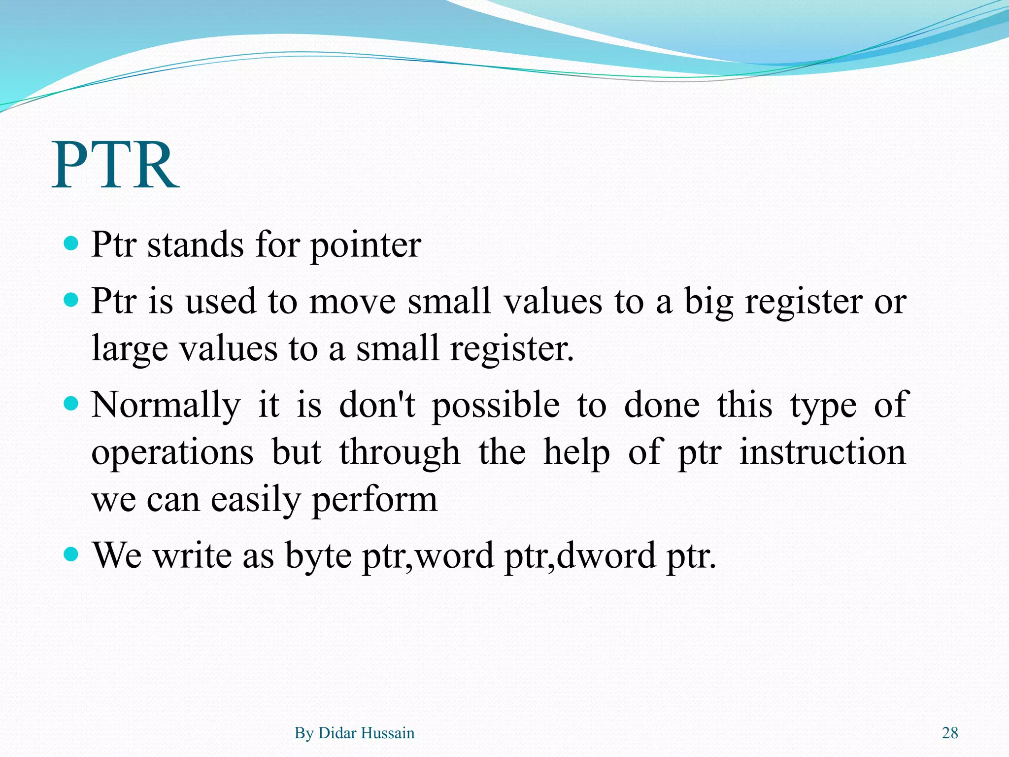 Assembly language instructions | PDF