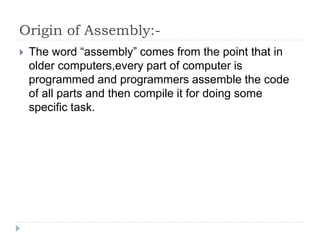 Assembly language progarmming | PPT