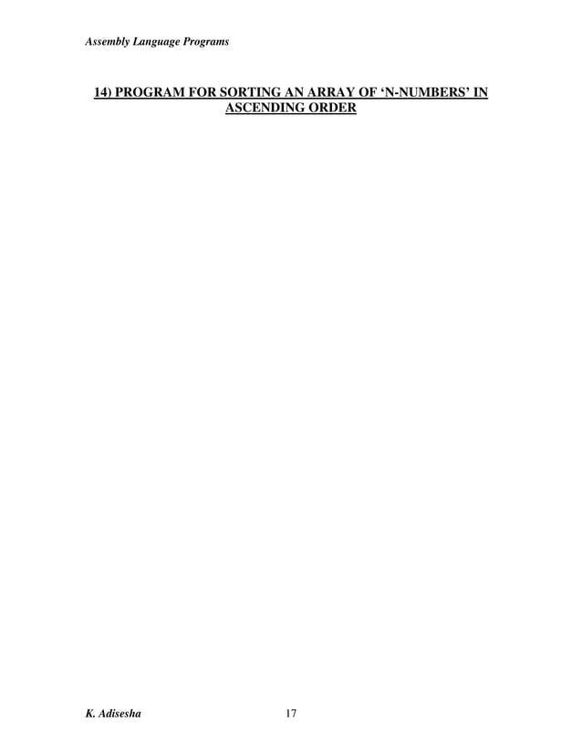 Assembly language programming | PDF