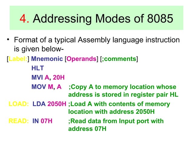 Assembly Language Programming Of 8085 | PPT Assembly Language Programming Of 8085 | PPT