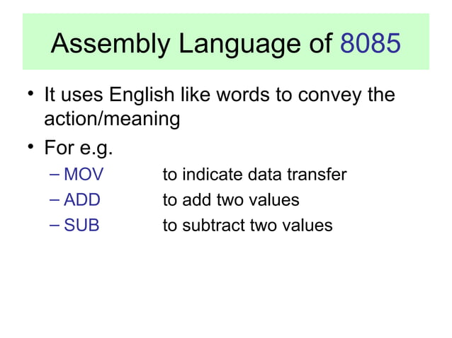 Assembly Language Programming Of 8085 | PPT | Programming Languages | Computing