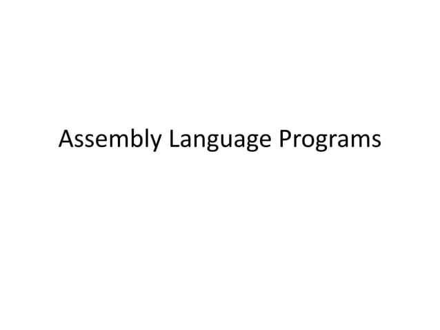 Assembly language programs 2 | PPT