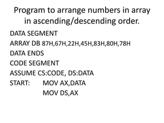 Assembly language programs 2 | PPTX