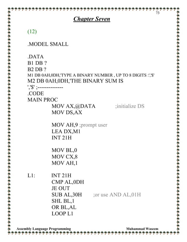 Assembly Language Programming And Organization Of Ibm Pc By Ytha Yu