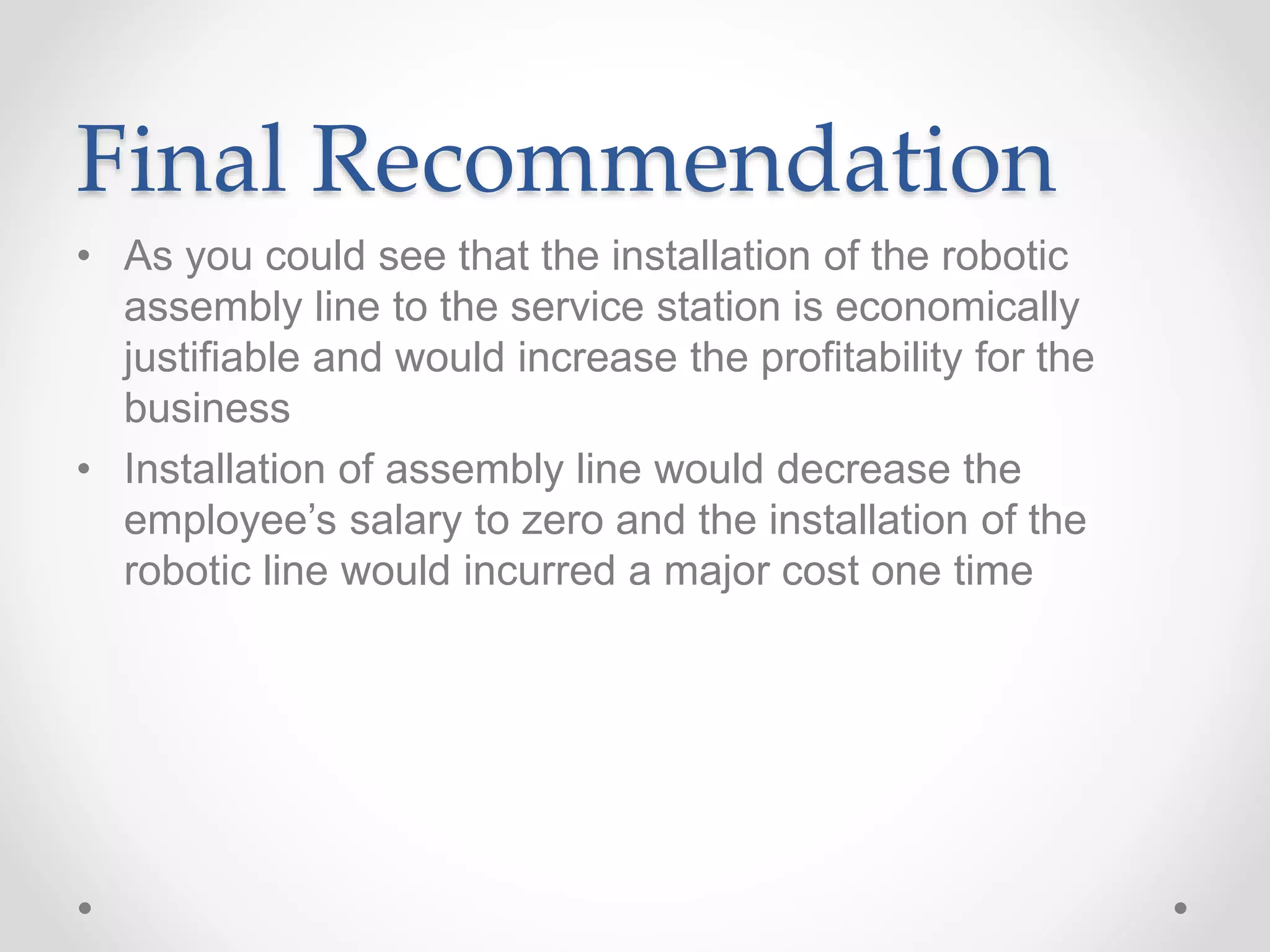 Assembly line (Cost Benefit analysis) Engineering Economics | PPT