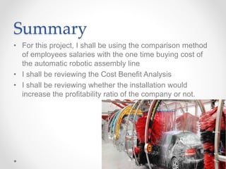 Assembly line (Cost Benefit analysis) Engineering Economics | PPT