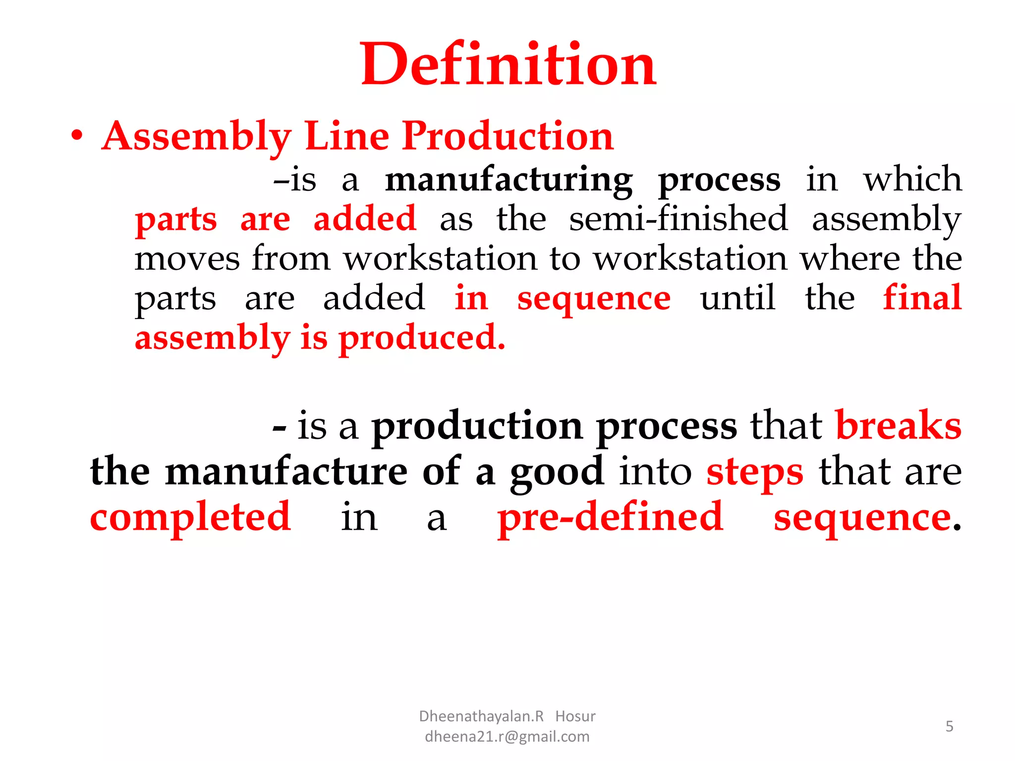 Assembly Line Production Introduction | PPTX