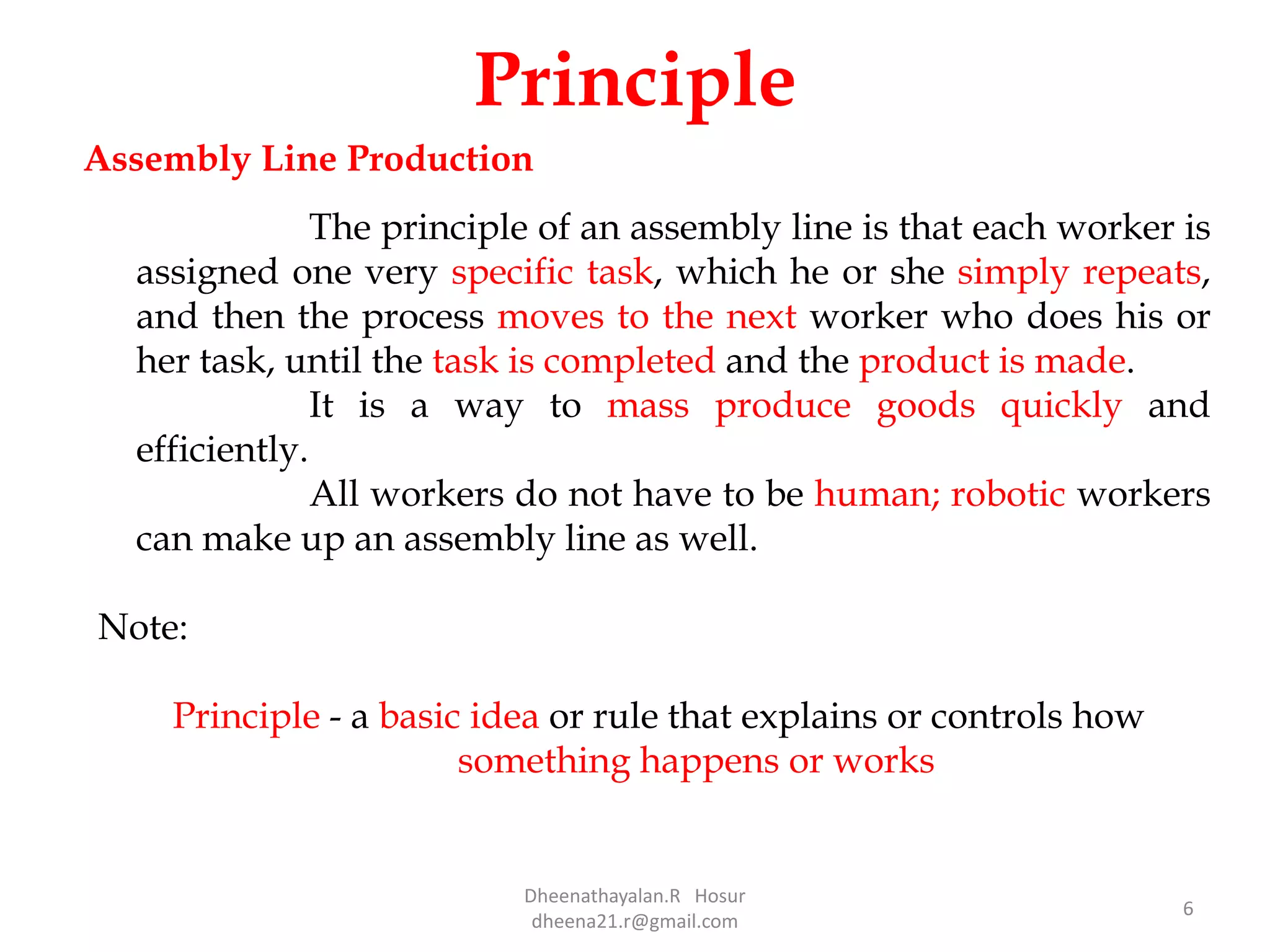 Assembly Line Production Introduction | PPTX
