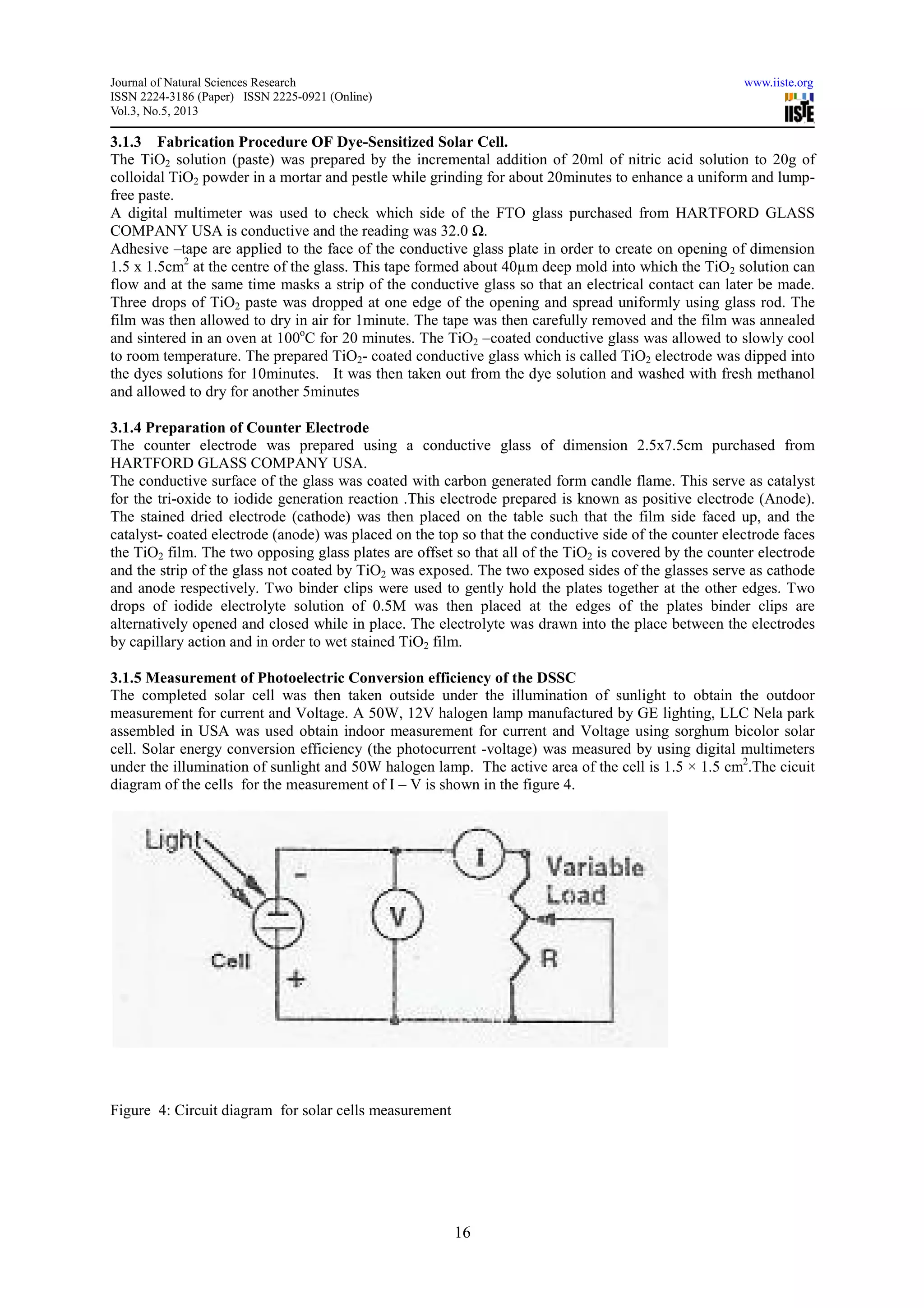 Assembly of dye sensitized solar cell using the stem and grain | PDF
