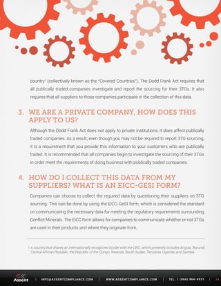 Conflict Mineral Compliance - Frequently Asked Questions | PDF