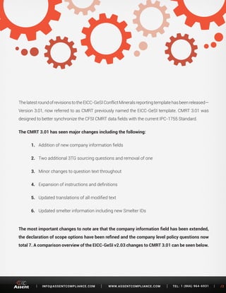 CMRT 3.01 - Comparison To The EICC Gesi Template | PDF