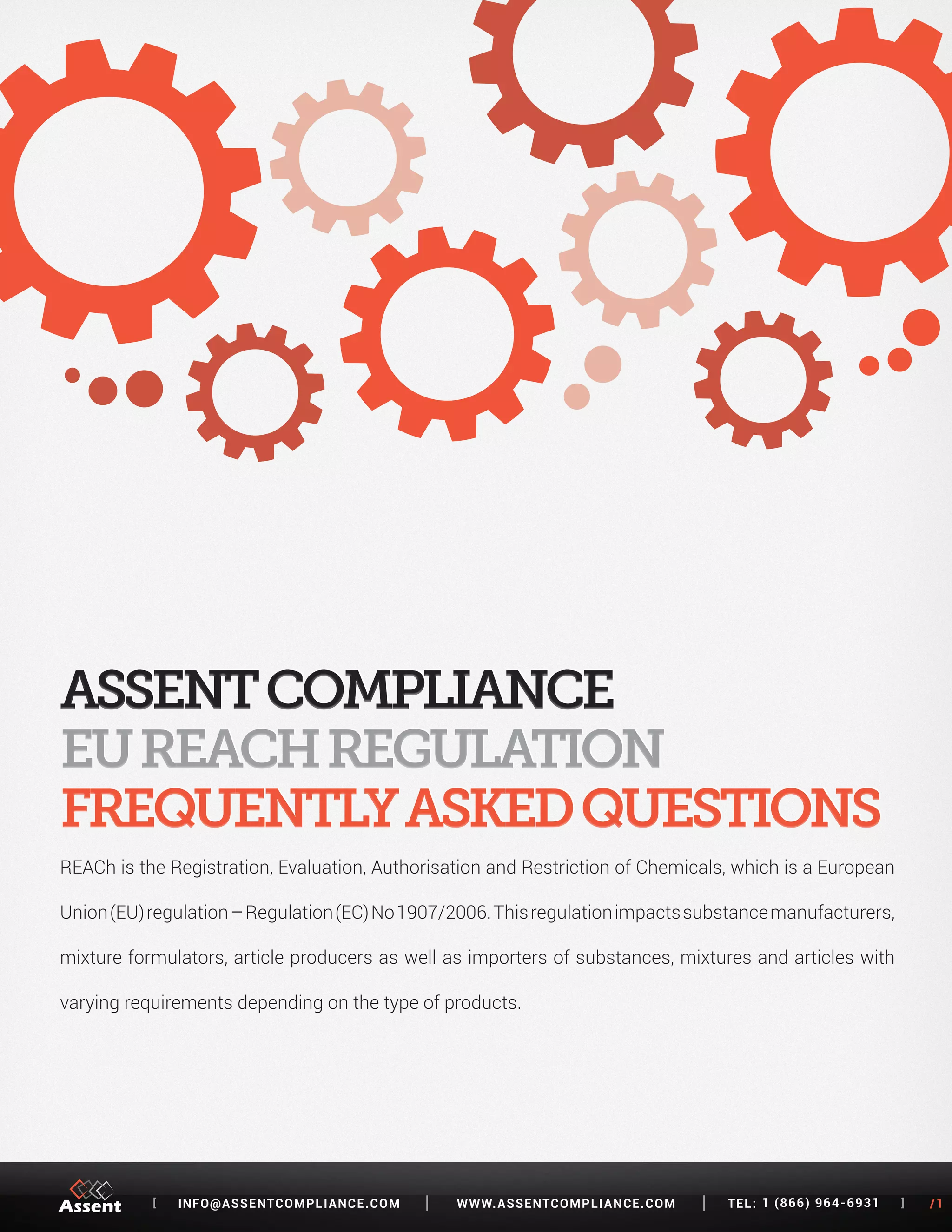 REACH Regulation - Frequently Asked Questions | PDF