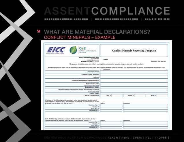 Material Declarations For Any Environmental Regulation | PDF