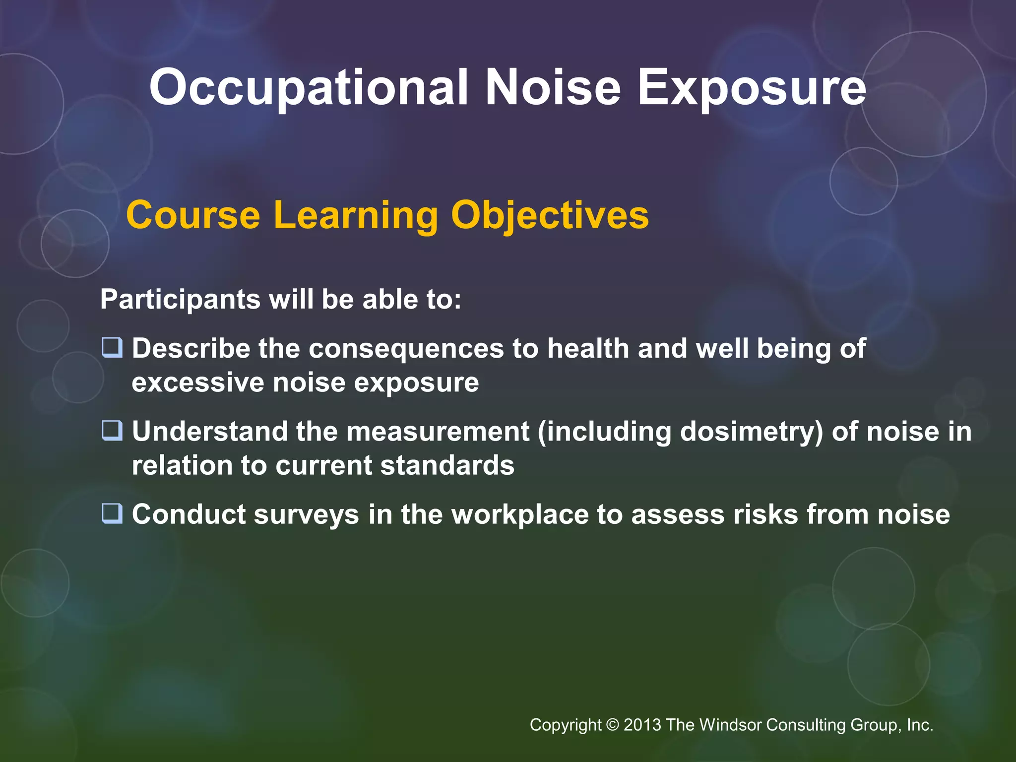 Occupational Noise Exposure and Hearing Conservation | PPTX