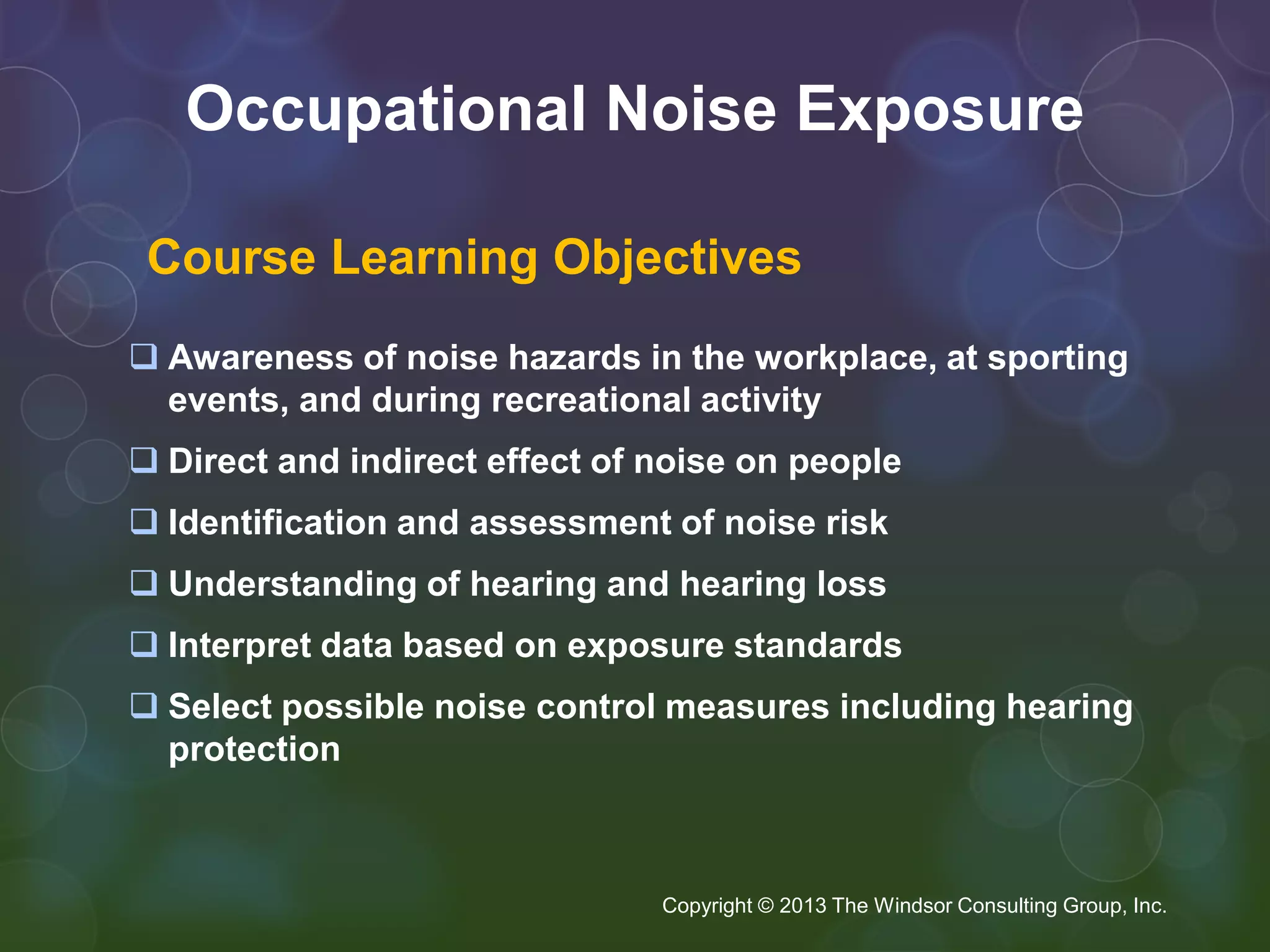 Occupational Noise Exposure and Hearing Conservation | PPTX