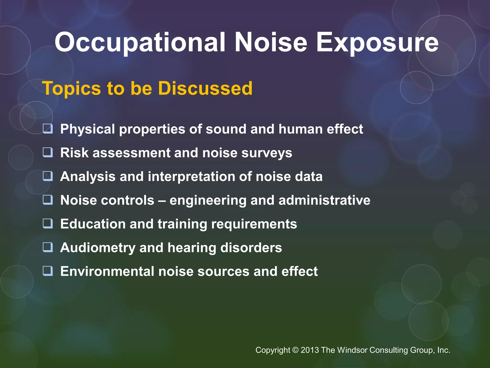 Occupational Noise Exposure And Hearing Conservation Ppt Free Download