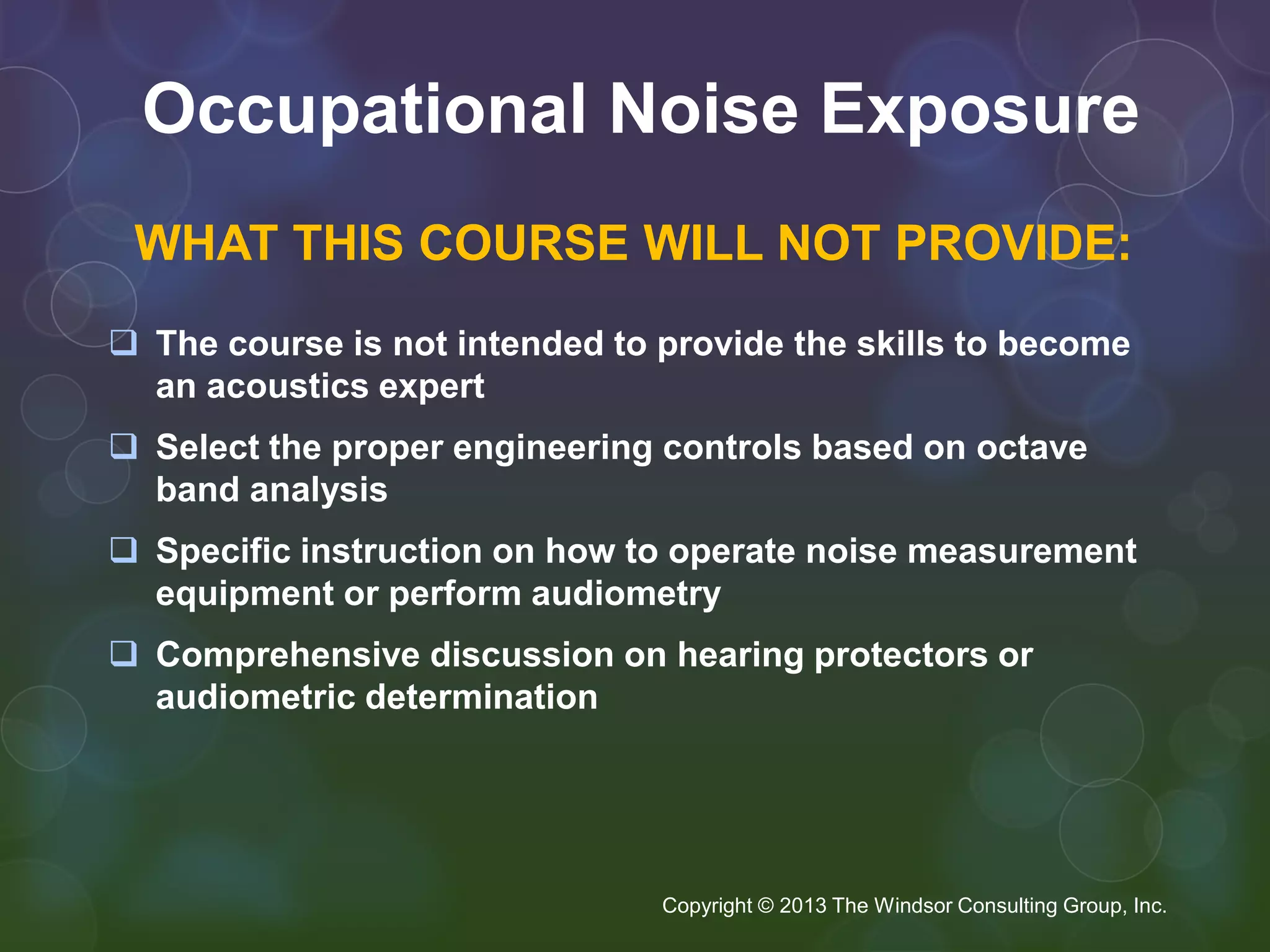 Occupational Noise Exposure and Hearing Conservation | PPTX