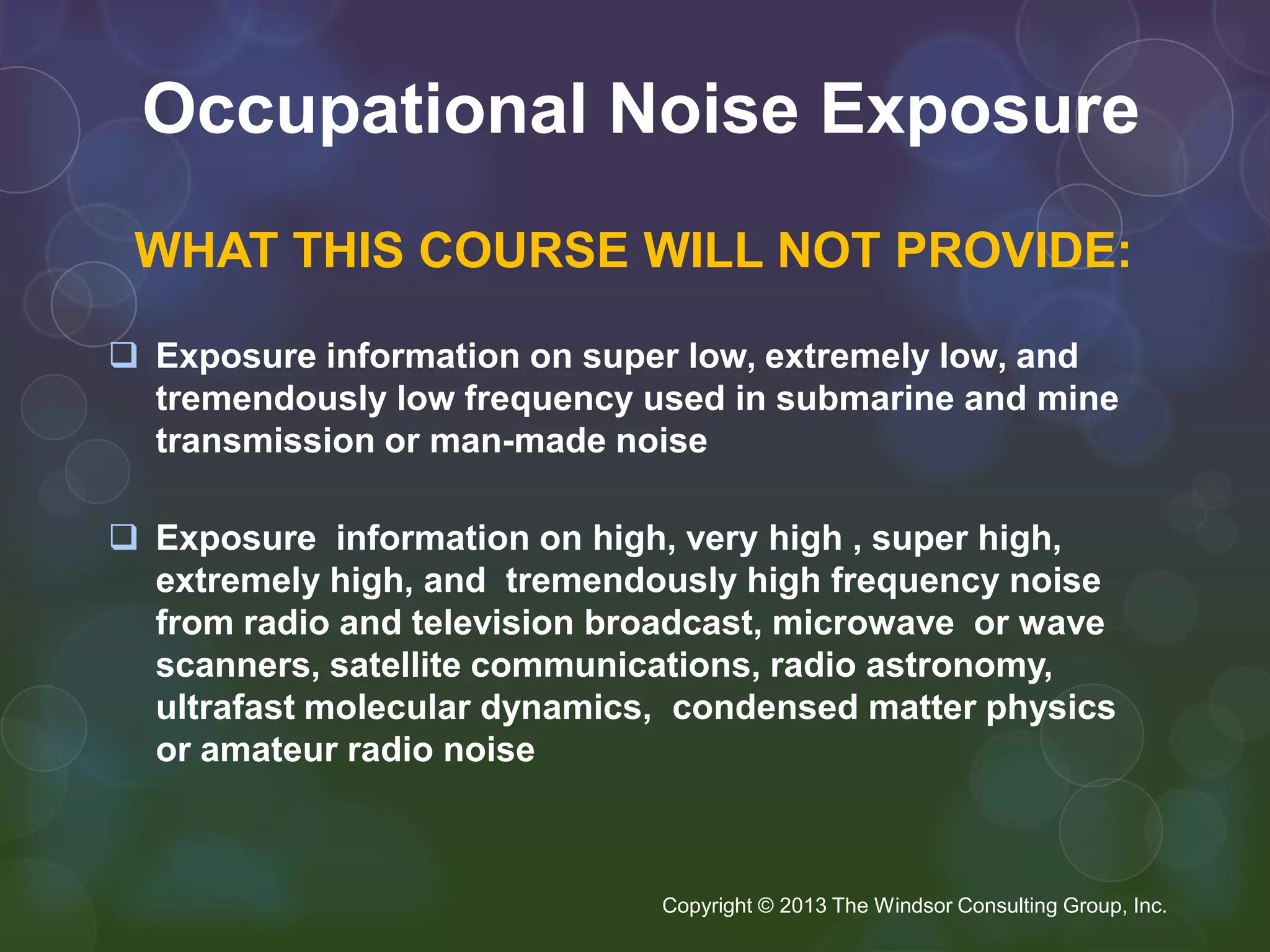 Occupational Noise Exposure and Hearing Conservation | PPTX