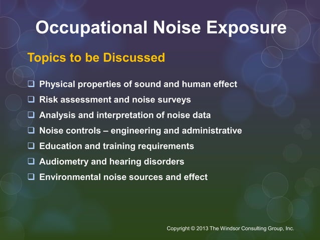 Occupational Noise Exposure and Hearing Conservation | PPTX