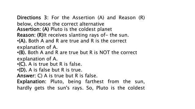 Assertion and Reason statistic presenattion | PPTX | Geography | Science