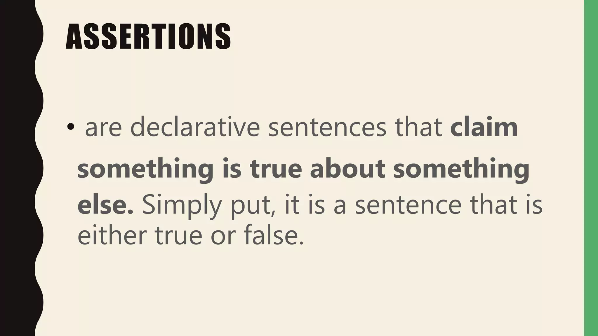 Assertions and determining textual evidence | PPTX