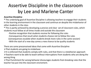 Assertive discipline in the classroom | PPTX