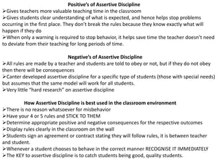Assertive discipline in the classroom | PPTX