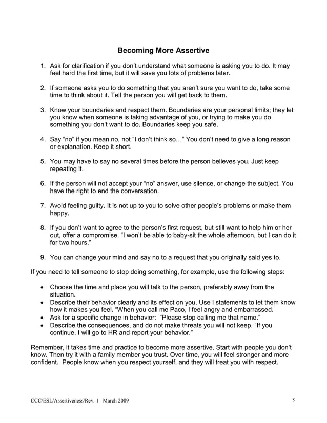 Assertiveness in the Workplace | PDF