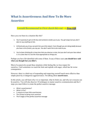 What Is Assertiveness And How To Be More Assertive | PDF