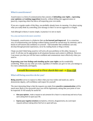 What Is Assertiveness And How To Be More Assertive | PDF