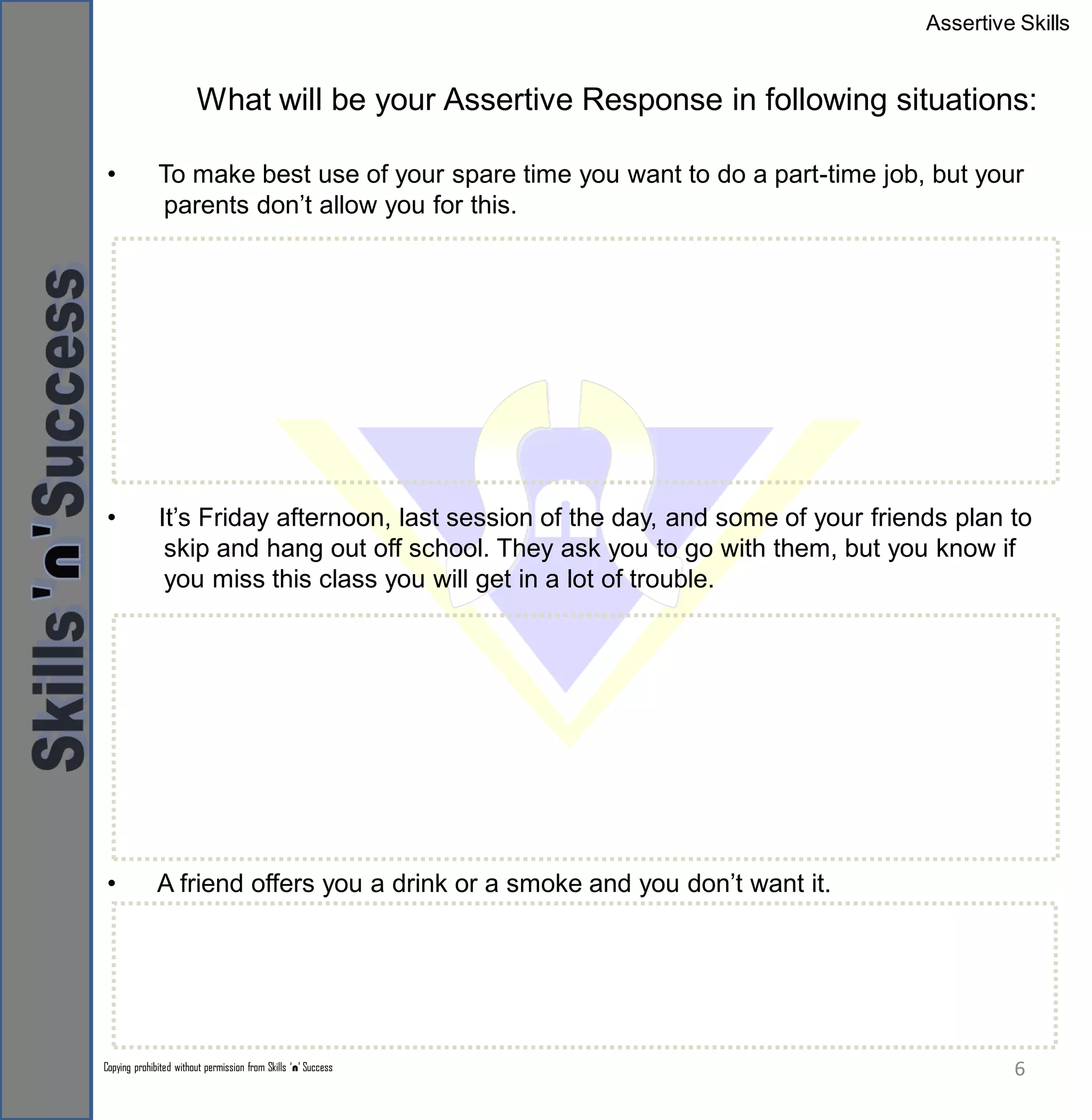 Assertive skills work book | PDF