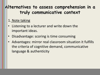 Assesing listening - language learning evaluation | PPT