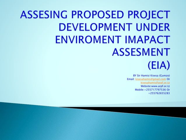 Assessing proposed project development under EIA | PPTX | Environment ...