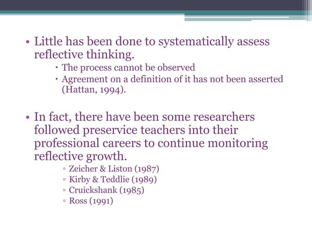 Assessing reflective thinking | PPT