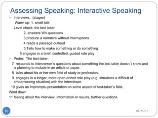 Assessing speaking skills | PPT