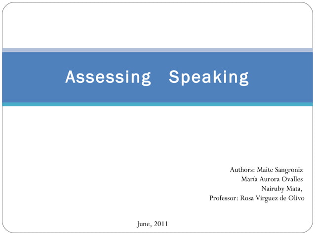 Assessing speaking skills | PPT