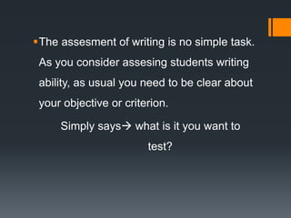 langauge Testing - Assesing writing | PPT
