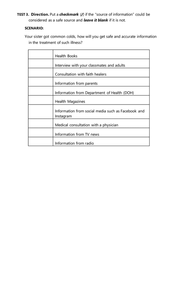 Assesment grade 10 health | DOCX