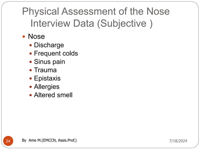 Physical Assessment Of The Head Eyes Ears Nose And Throat Ppt