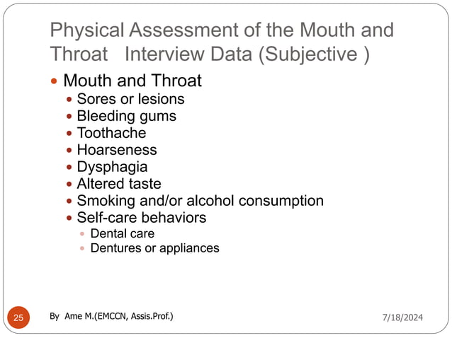 Physical Assessment Of The Head Eyes Ears Nose And Throat Ppt