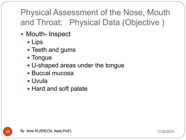 Physical Assessment Of The Head Eyes Ears Nose And Throat Ppt