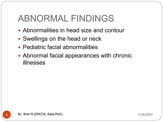 Physical Assessment Of The Head Eyes Ears Nose And Throat Ppt