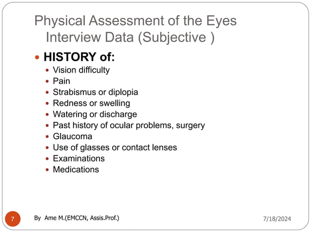 Physical Assessment Of The Head Eyes Ears Nose And Throat Ppt