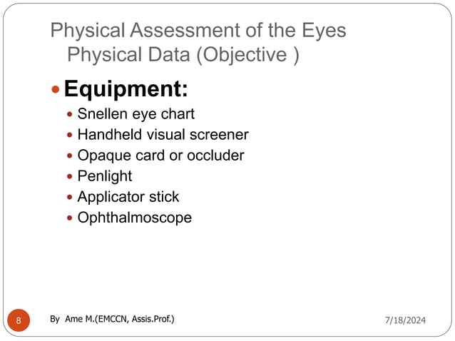Physical Assessment Of The Head Eyes Ears Nose And Throat Ppt