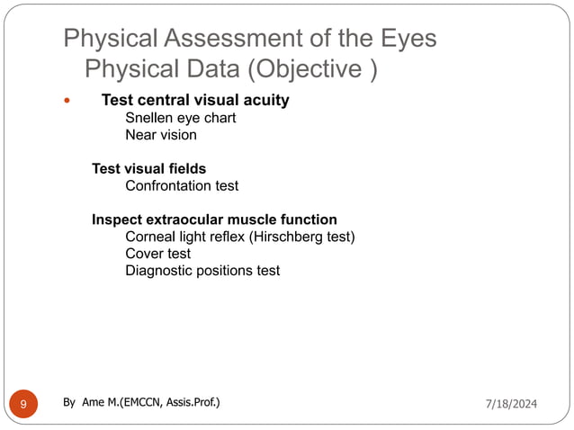 Physical Assessment Of The Head Eyes Ears Nose And Throat Ppt