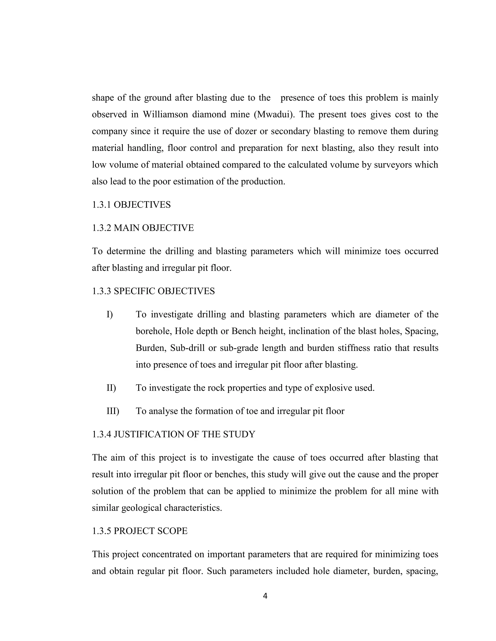 Assesment of drilling and blasting parameters tominimise toes problem | PDF