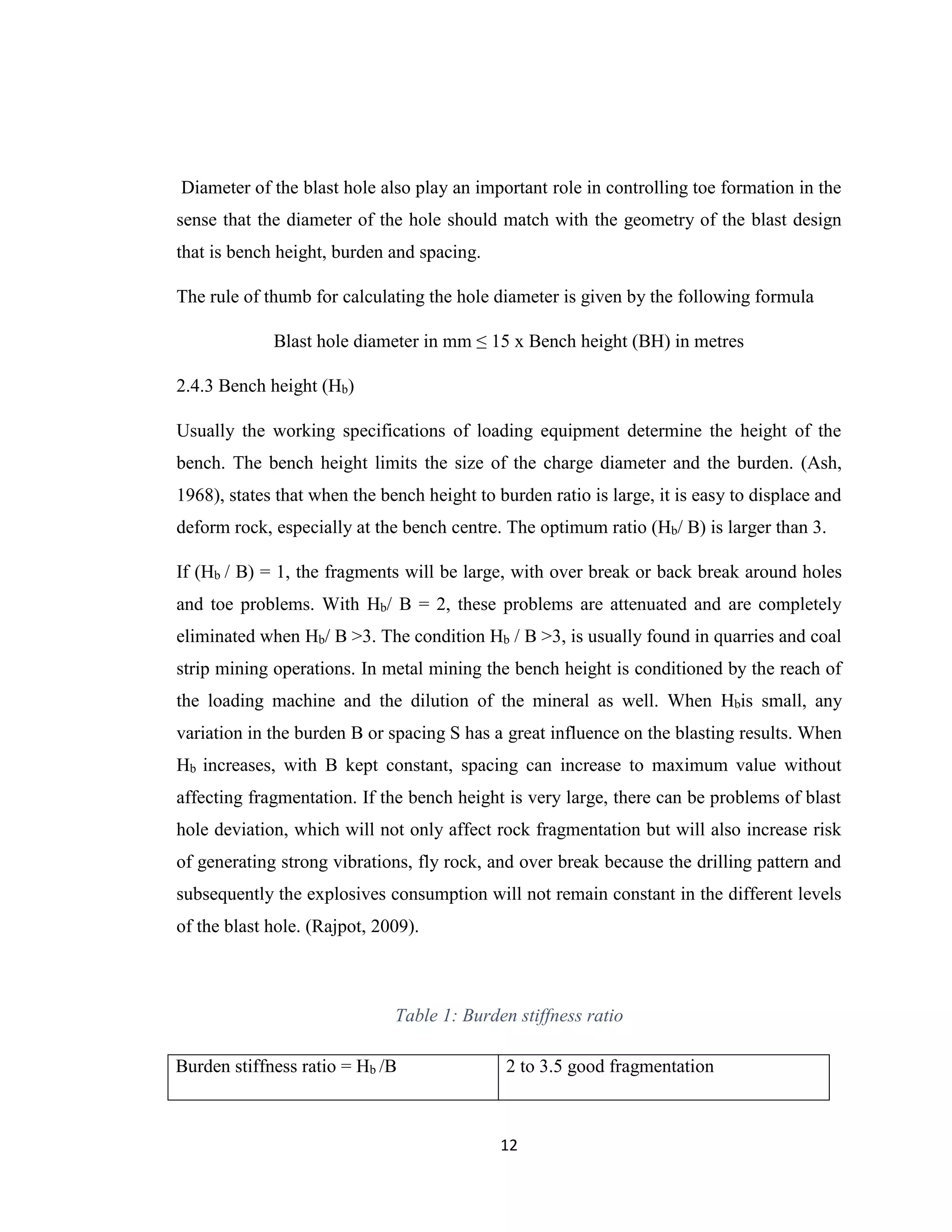 Assesment of drilling and blasting parameters tominimise toes problem | PDF