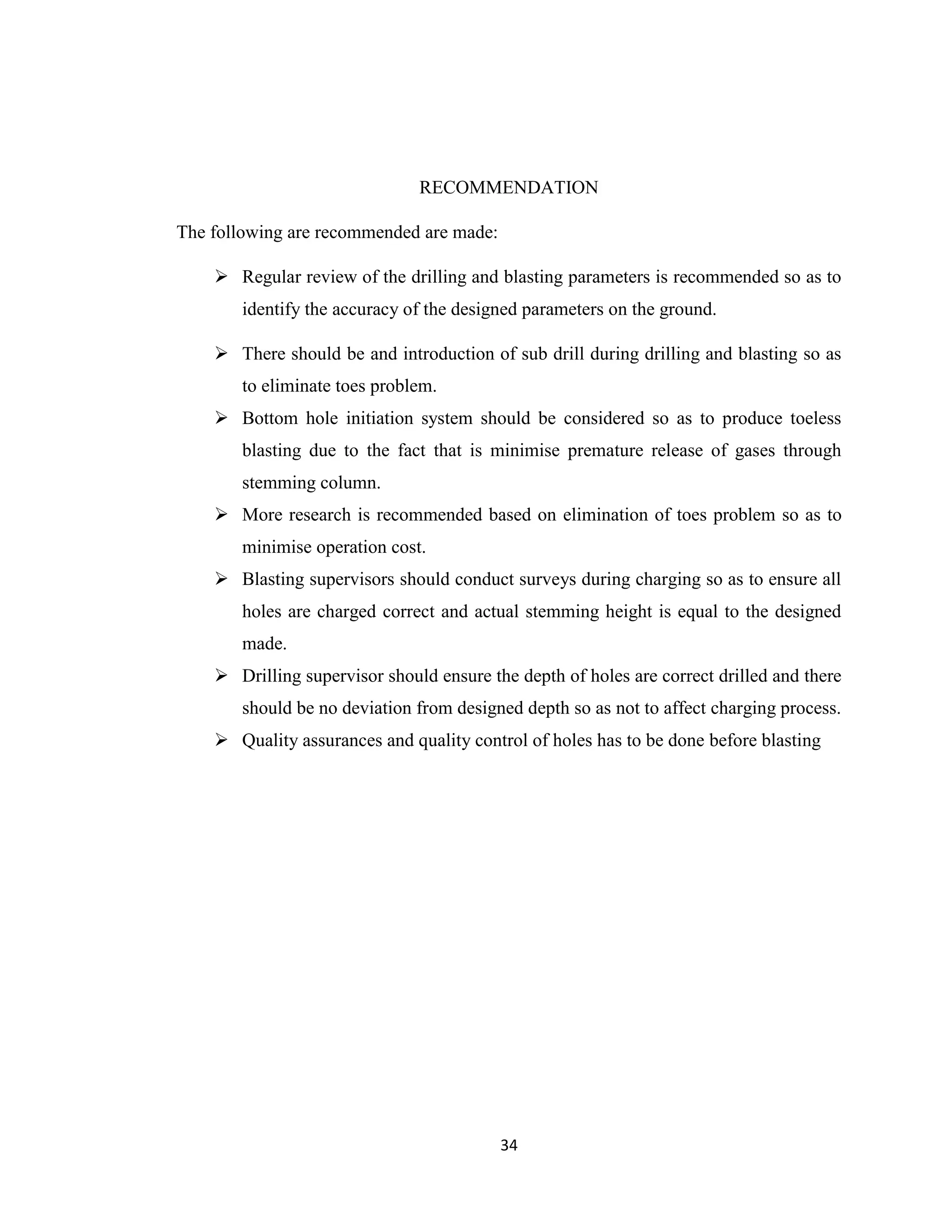 Assesment of drilling and blasting parameters tominimise toes problem | PDF