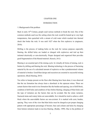 Assesment of drilling and blasting parameters tominimise toes problem | PDF